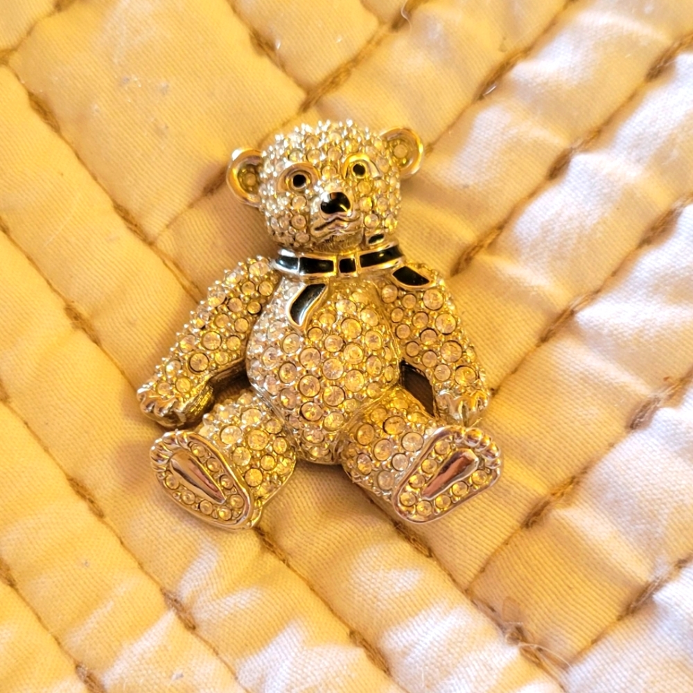 Swarovski Vintage Teddy Bear Pin - Gem
